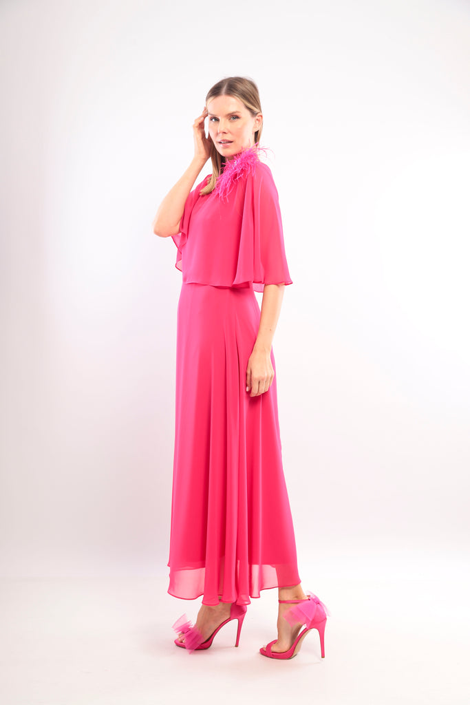 Lizabella 2984 Chiffon Cape Dress Hot pink – revolve store