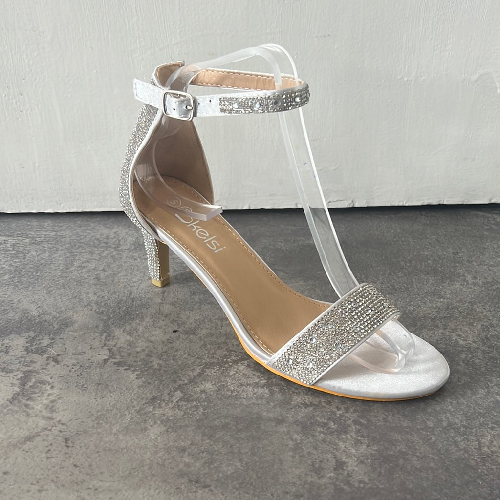 Diamanté ankle strap prom shoe silver – revolve store
